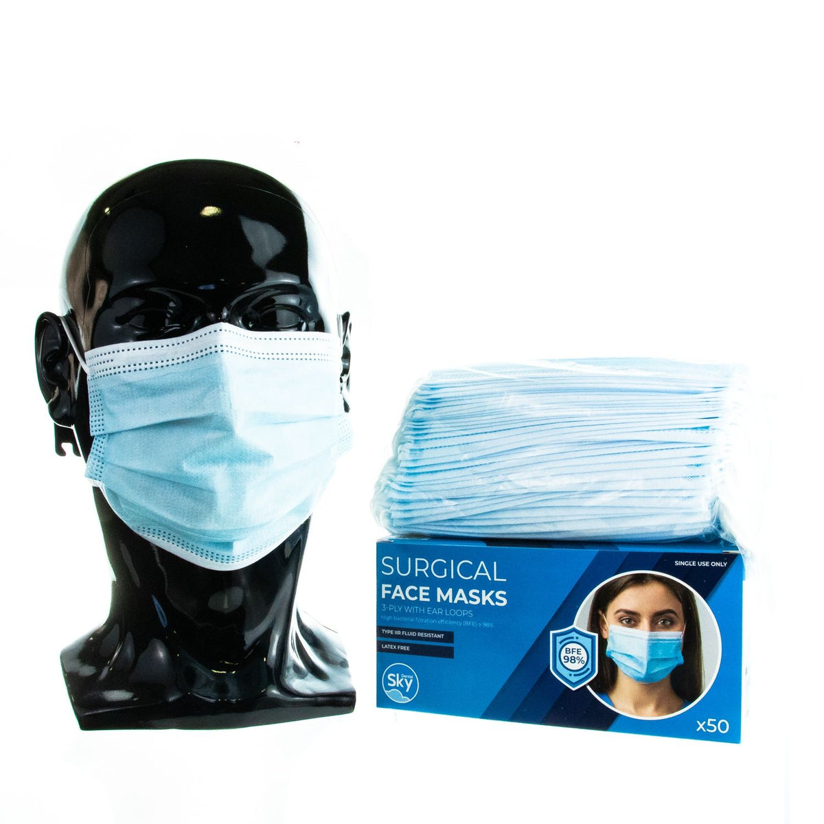 Fluid Resistant Surgical Face Masks Type IIR (Box of 50 Masks) – Two ...